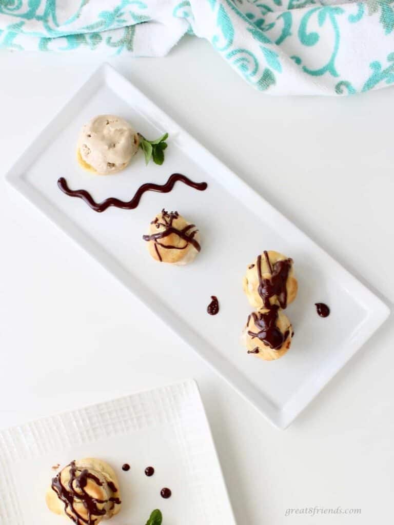 Profiteroles with Coffee Ice Cream and Chocolate - Great Eight Friends