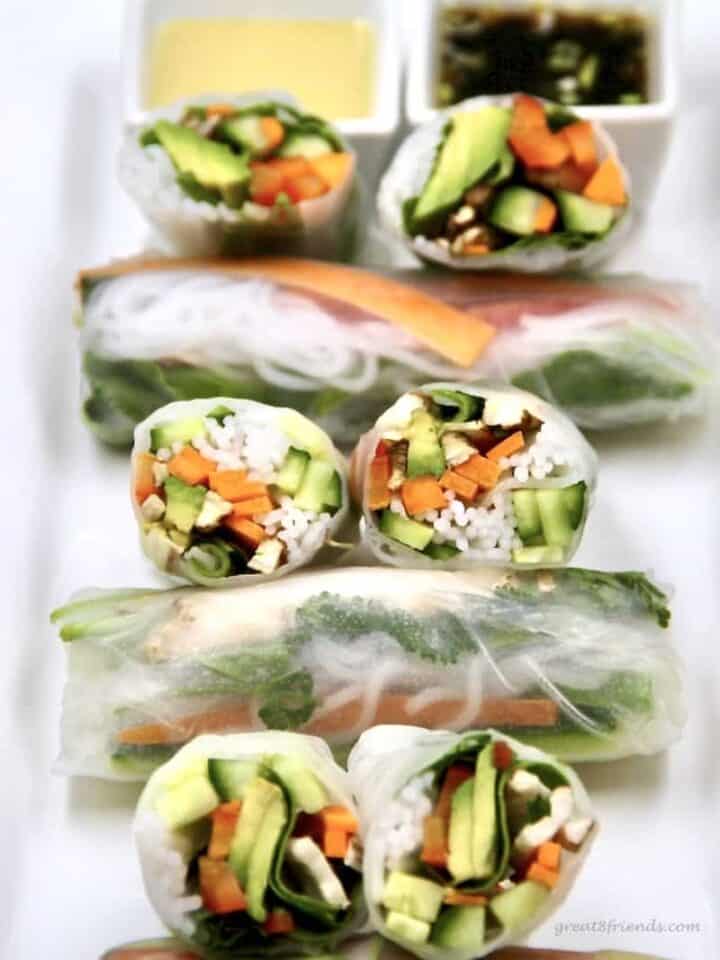 Easy Fresh Veggie Spring Rolls - Great Eight Friends