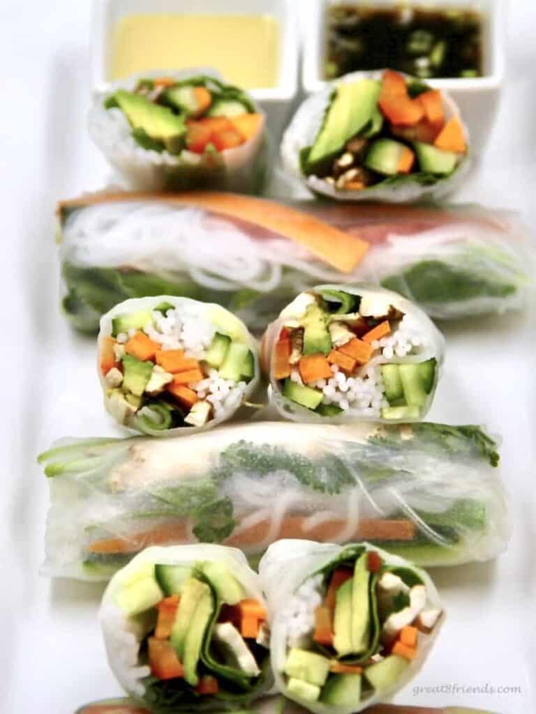 Easy Fresh Veggie Spring Rolls - Great Eight Friends