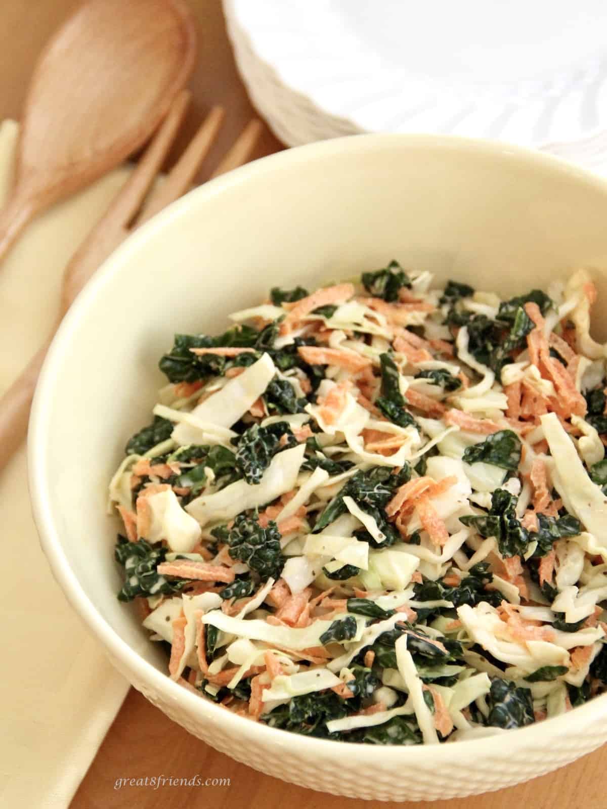 Kale Slaw with Lemon Aioli - Great Eight Friends
