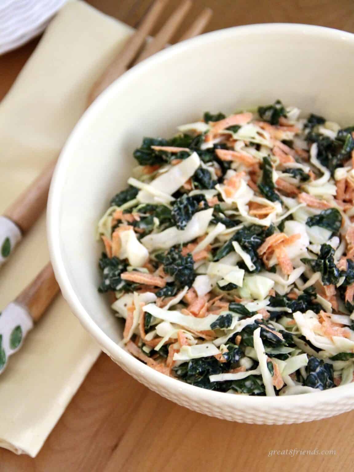 Kale Slaw with Lemon Aioli - Great Eight Friends