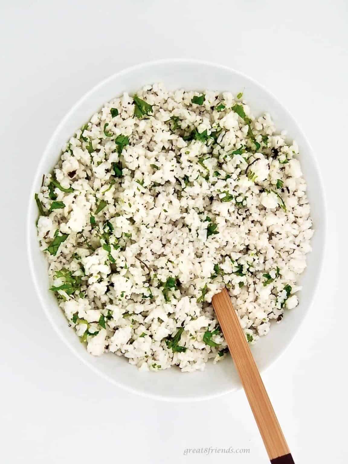 Coconut Lime Cilantro Rice - Island Time! - Great Eight Friends