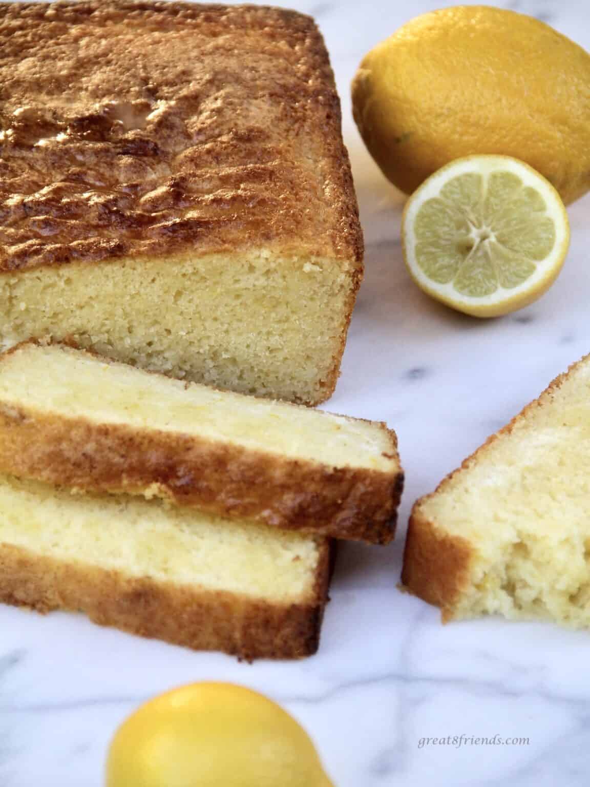 Lemon Ricotta Pound Cake with a Lemon Glaze - Great Eight Friends
